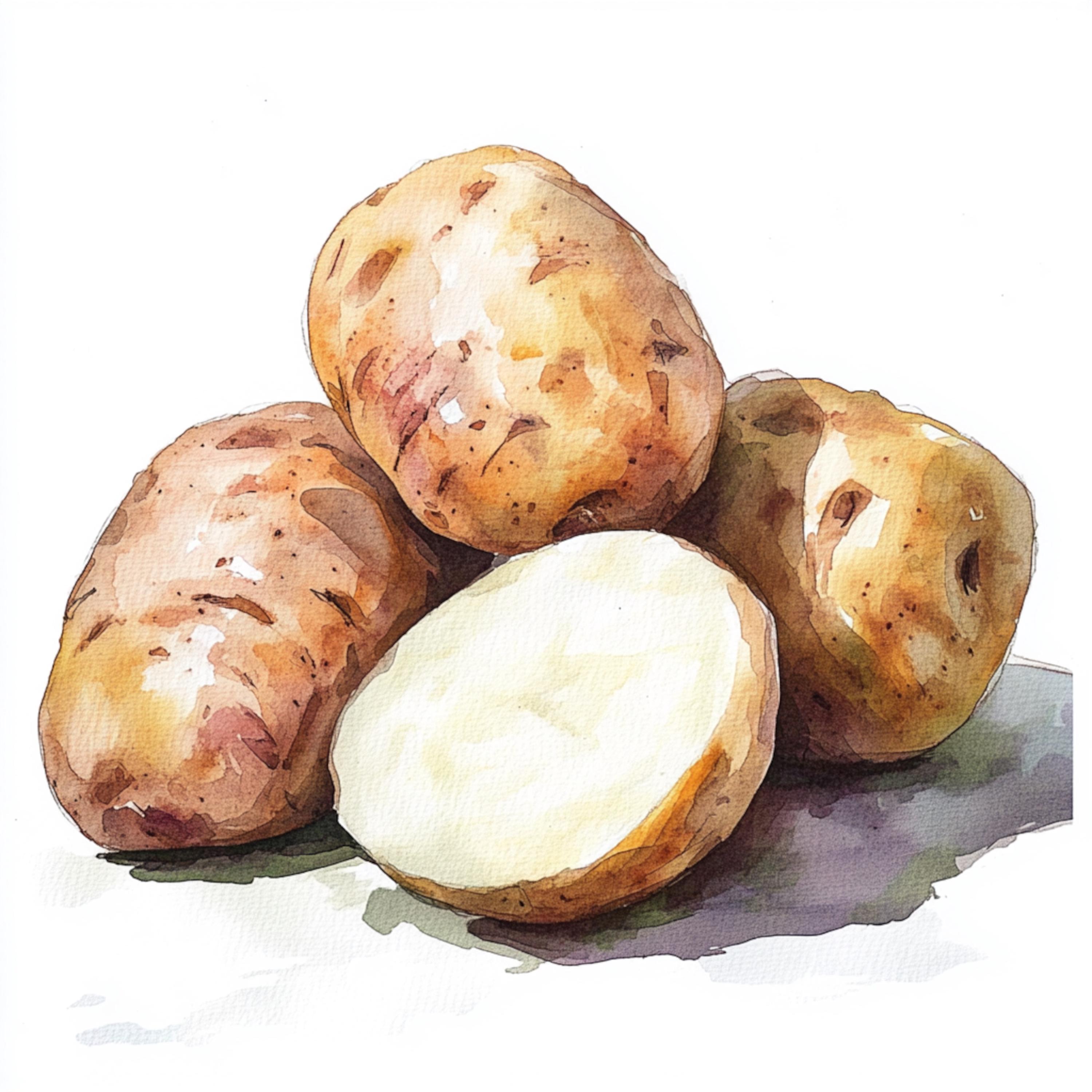 10 Printable Potatoes Art, Watercolor Images, Potatoes Clipart ...