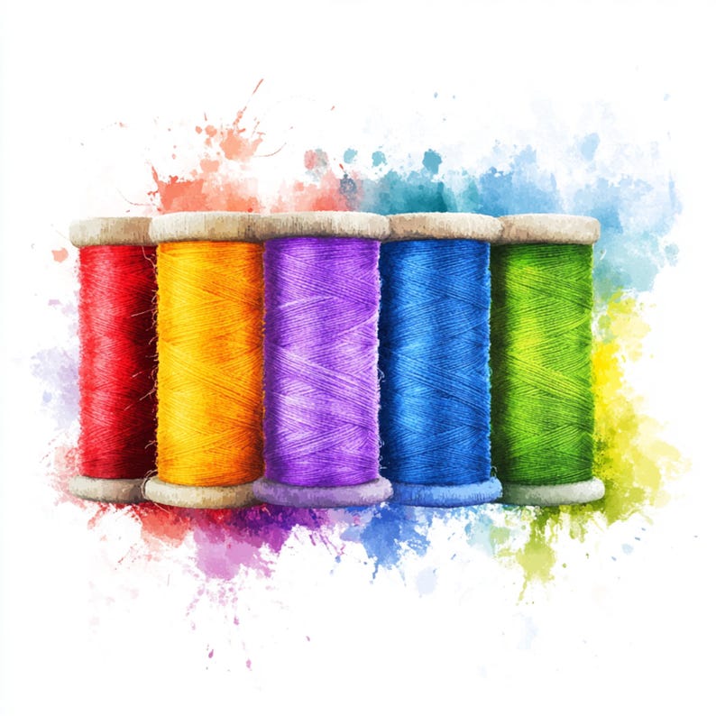 12 Printable Spools of Thread, Sewing-themed Art Print, Watercolor ...