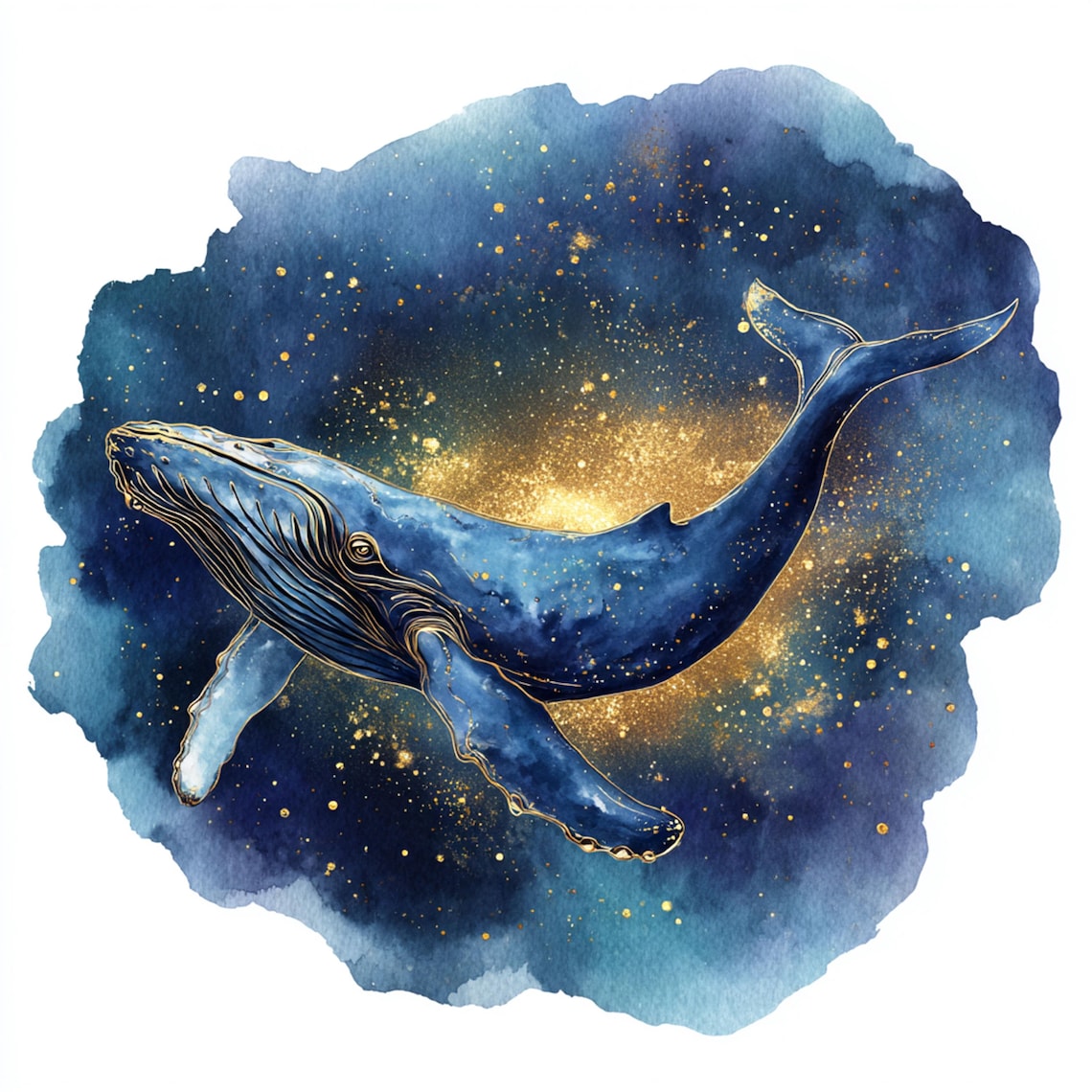 10 Printable Starry Whale Clipart, Whale Watercolor, Nautical Clip Art ...