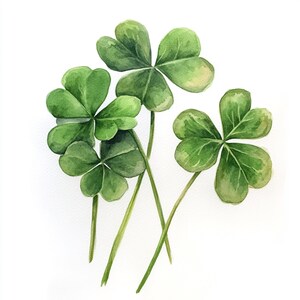 Printable Clover Leaves Decor, Watercolor 10 Images, Clover Botanical ...