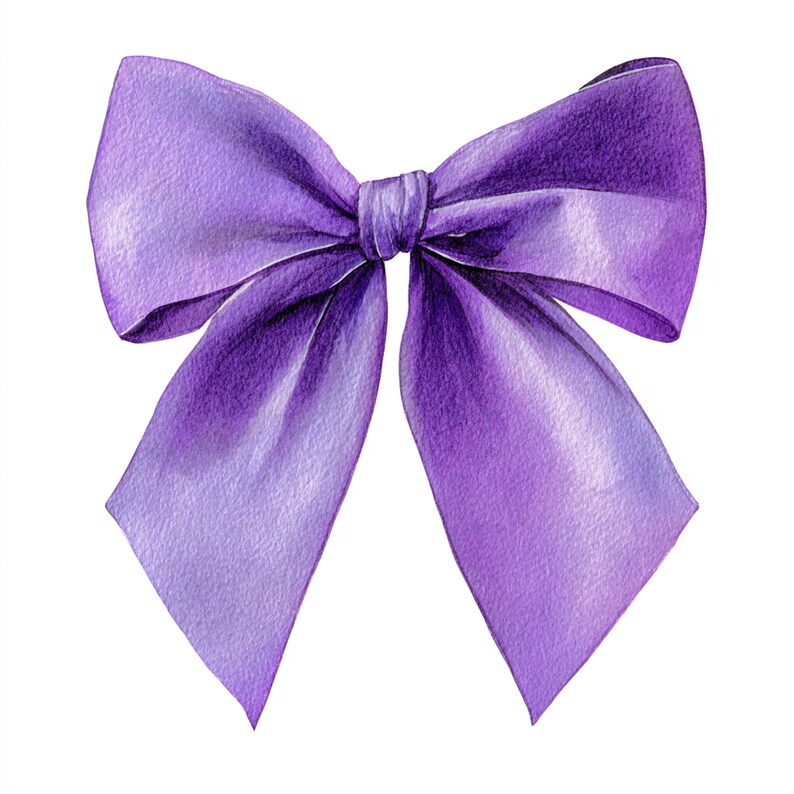 12 Printable Purple Bows, Watercolor Bows Clip Art, Printable Jpgs ...