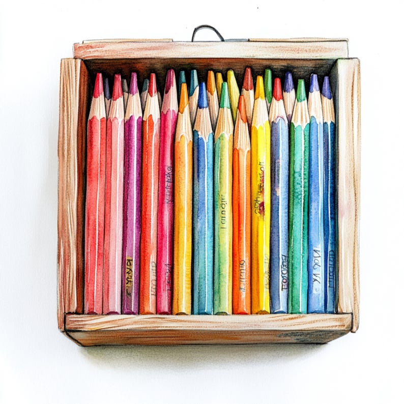 10 Printable Colored Pencils, Pencils Realistic Art Print, Watercolor ...