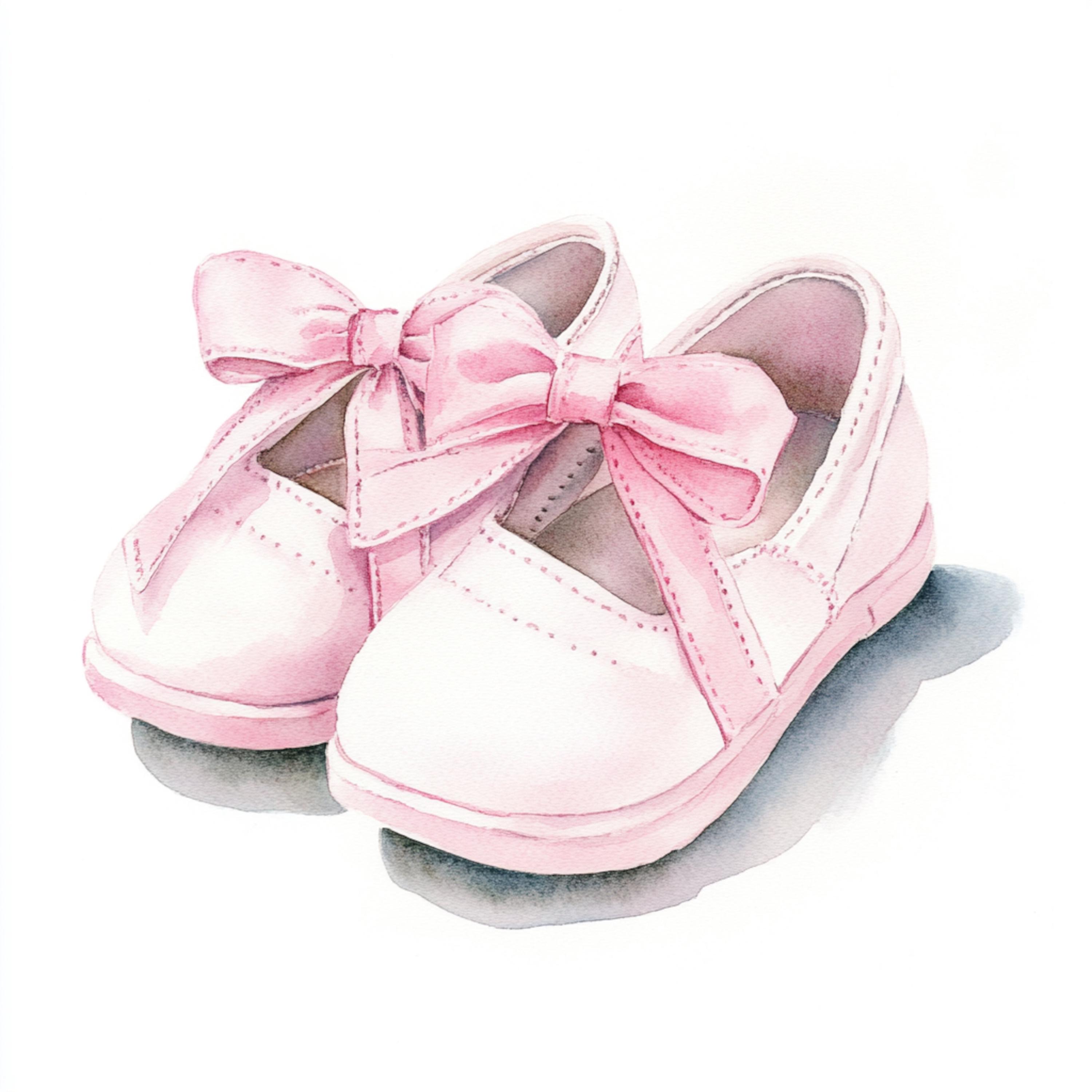 10 Watercolor Baby Girl Shoe Clipart, Pink Newborn Nursery, Baby Shower ...