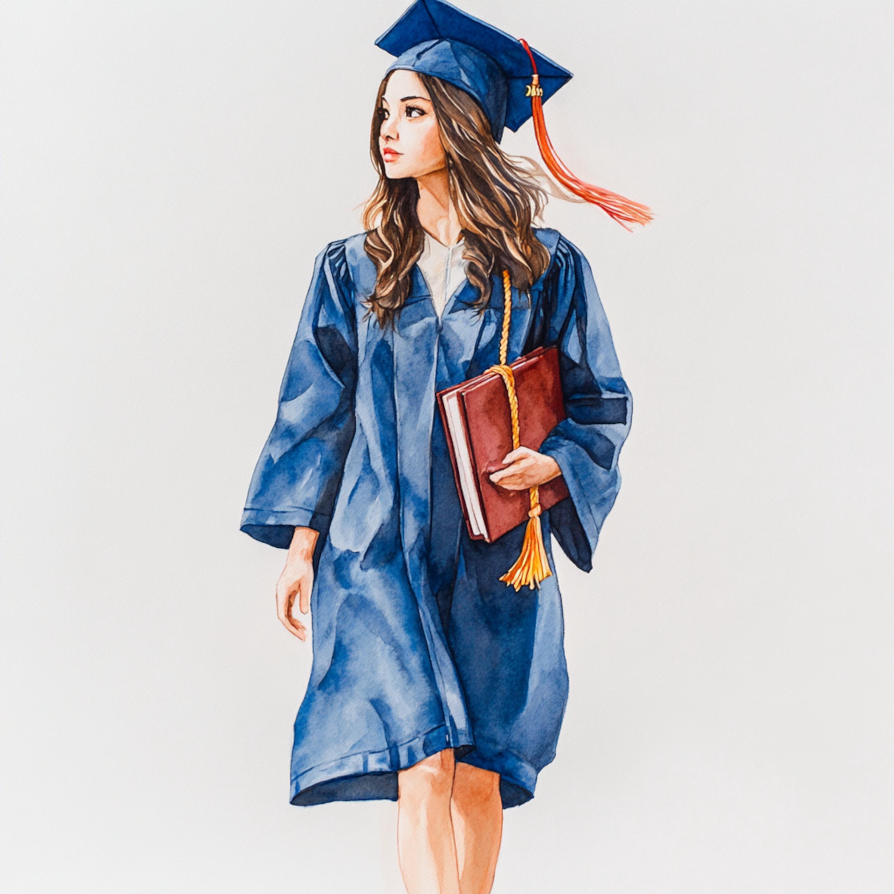 10 Printable Graduation Girls, Watercolor Graduation Girls, Graduation ...