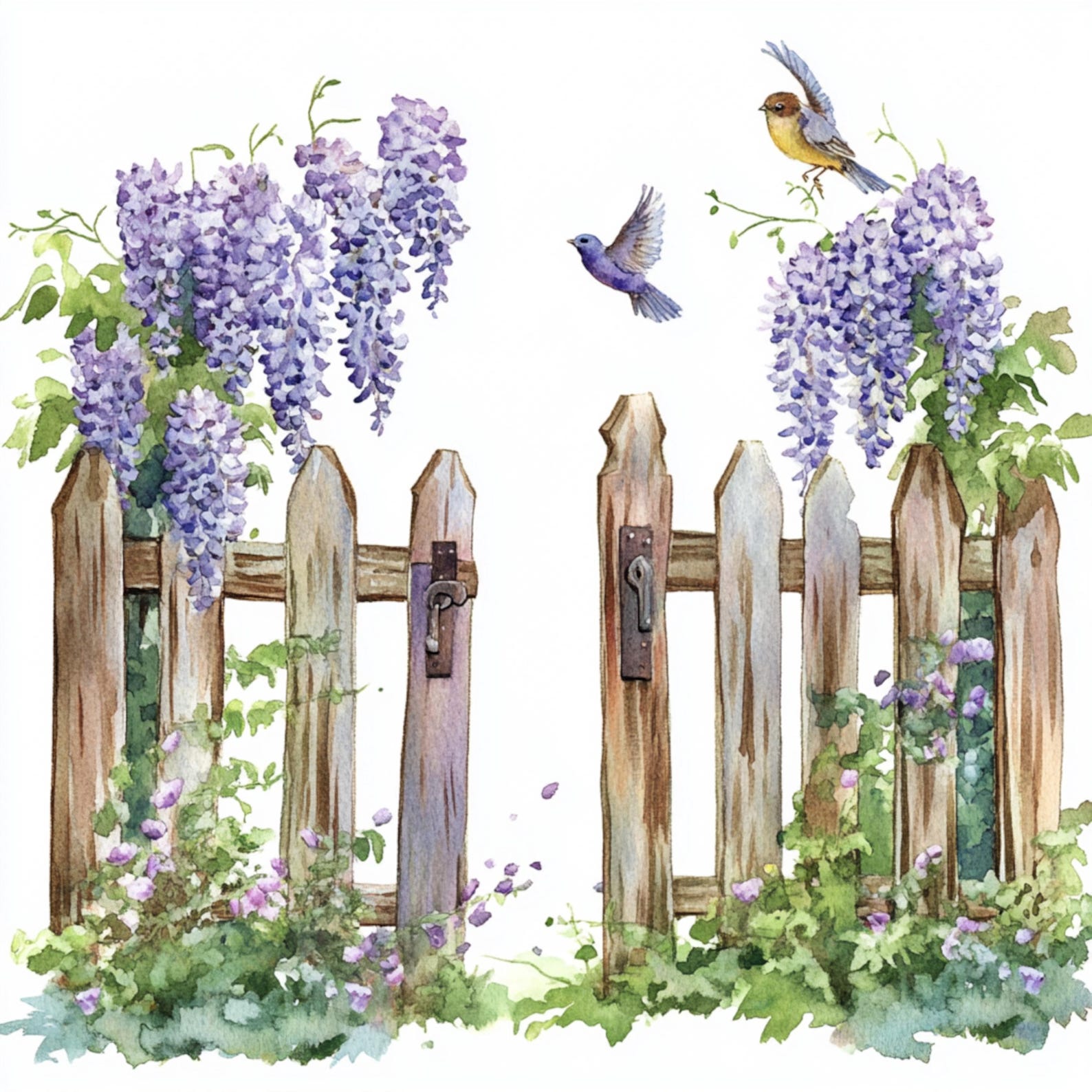 10 Printable Gates, Floral Garden Gates Country Fence With Wisteria ...