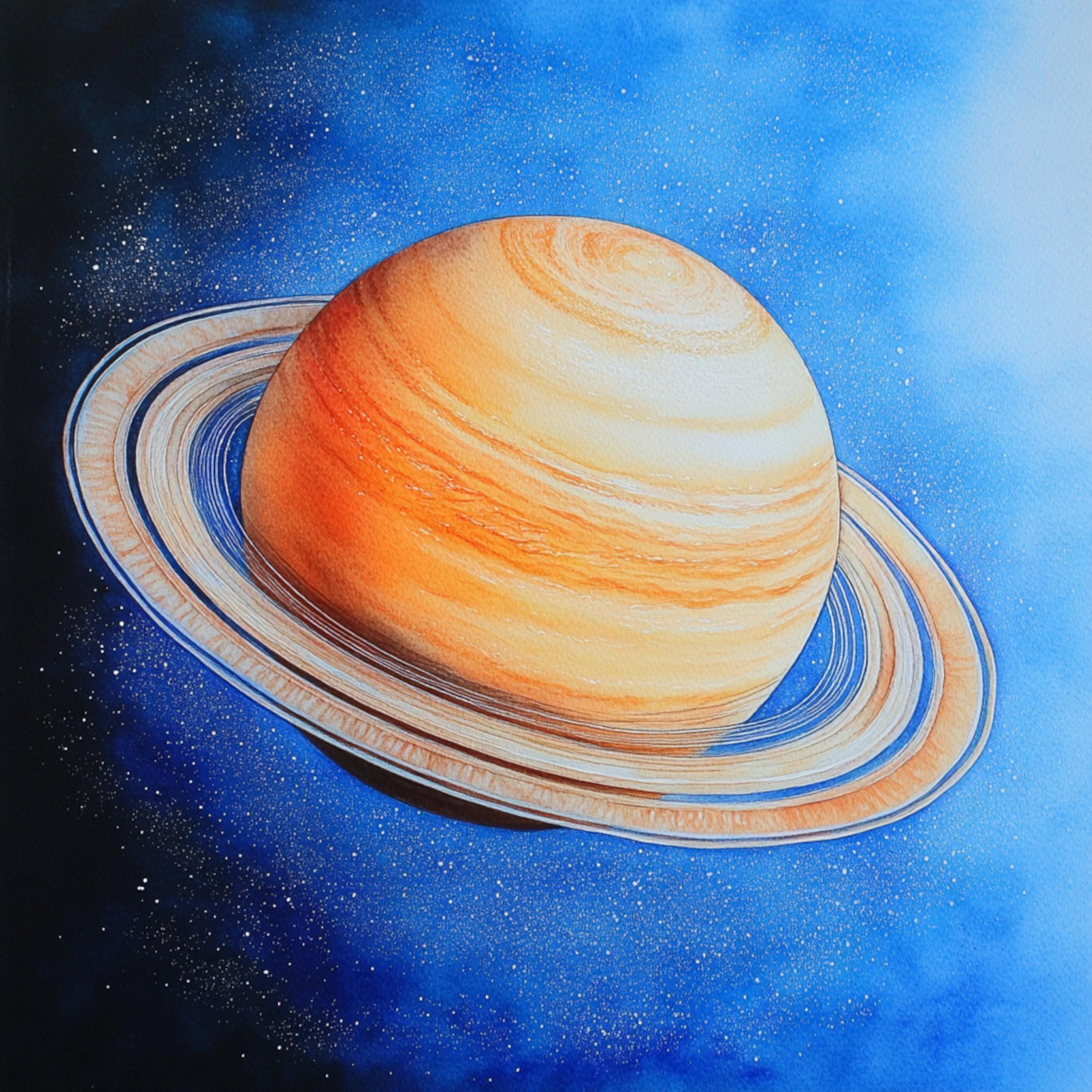 10 Printable Saturn Art, Watercolor Saturn, Planet Clipart, Printable ...