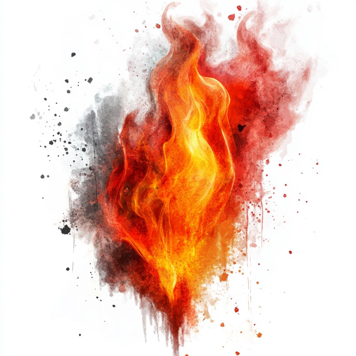 Printable Fire Art, Watercolor Flame, Fire Effects Clipart, Printable ...