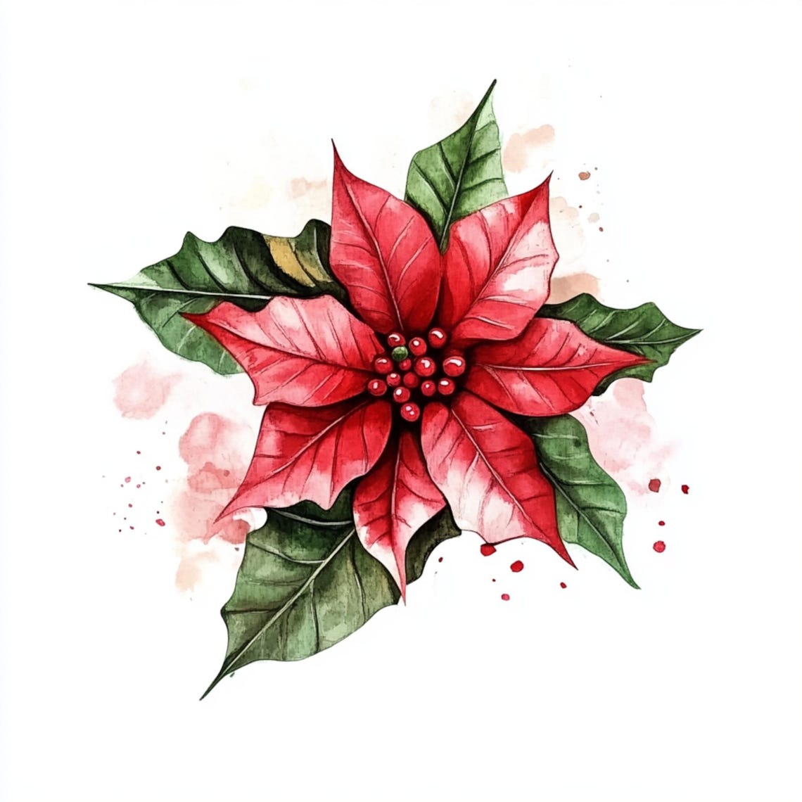 Christmas Poinsettia, Watercolor Images, Christmas Star Clipart, 10 ...