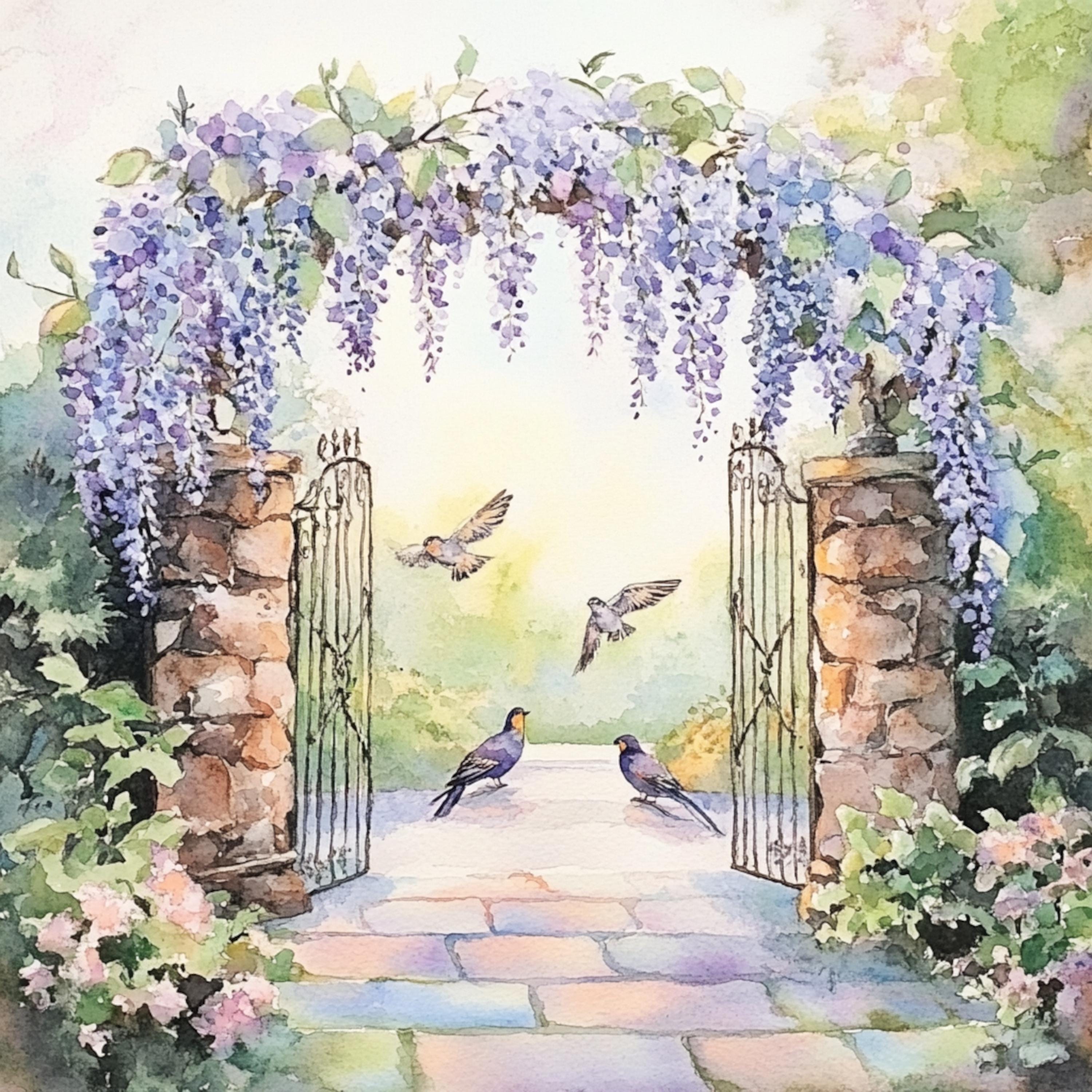 10 Printable Gates, Floral Garden Gates Country Fence With Wisteria ...