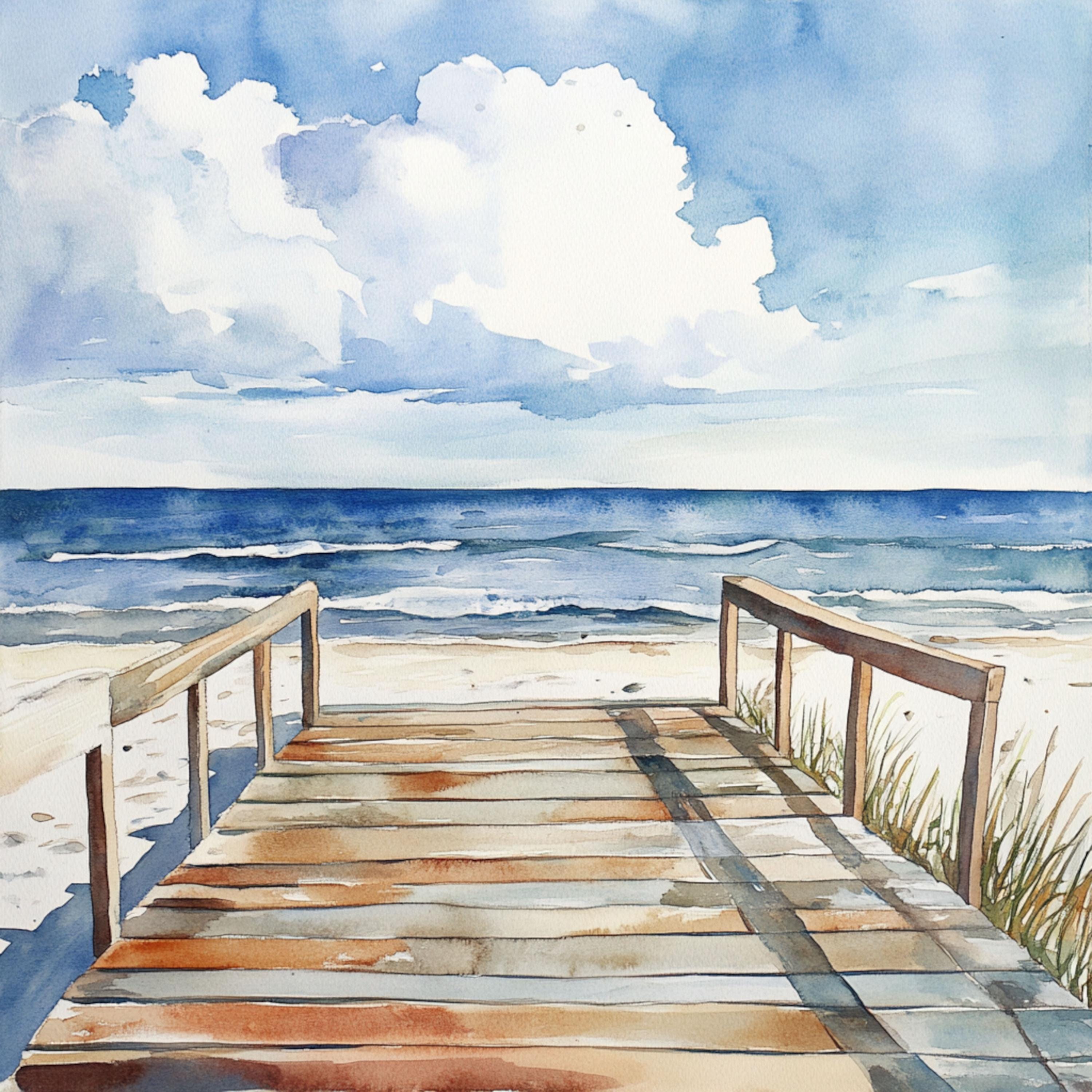 10 Printable Sea Landscape, Sea Desk Beach Watercolor Art, Athlantic ...