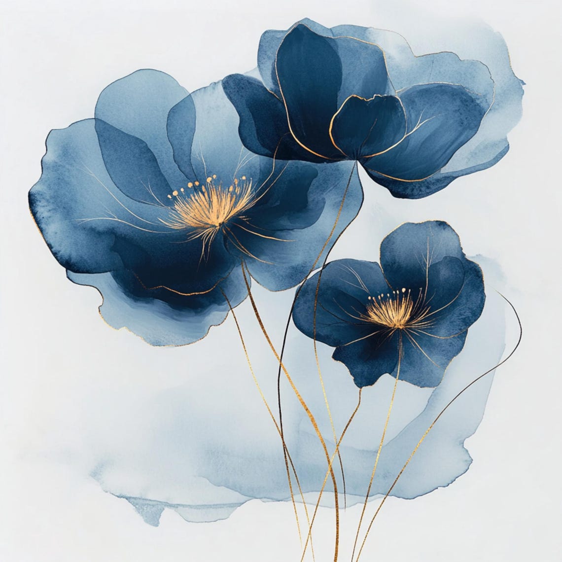 10 Printable Abstract Dark Flowers, Watercolor Dark Color Flowers Clip ...
