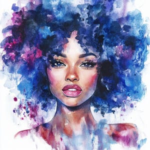 10 Printable Black Woman, Watercolor Woman, Beautiful Afro Girl ...