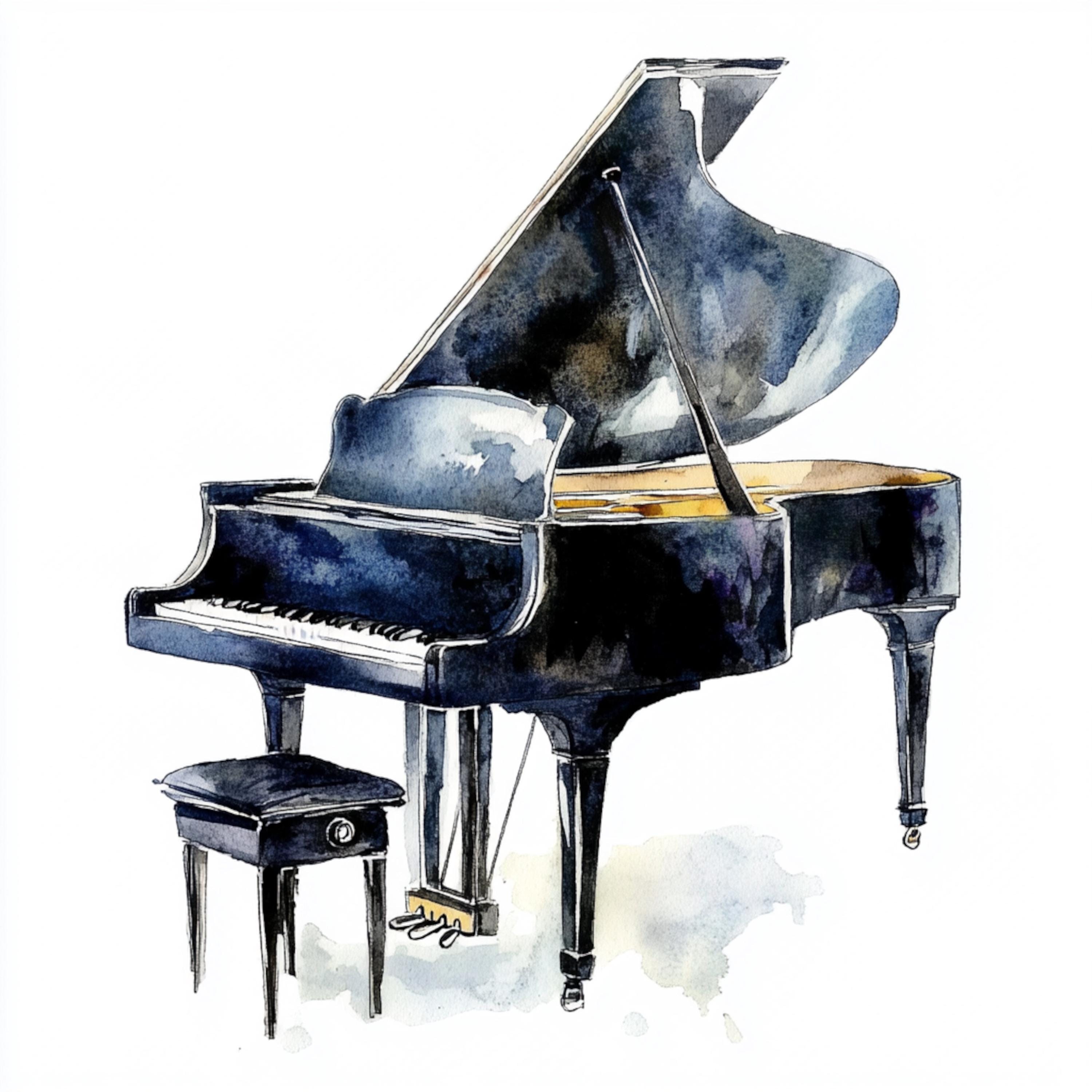10 Printable Piano Clipart, Grand Piano Watercolor, Education Clip Art ...