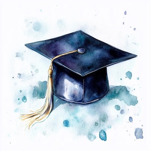 10 Printable Graduation Caps, Watercolor Graduation Hat, Graduation Hat ...