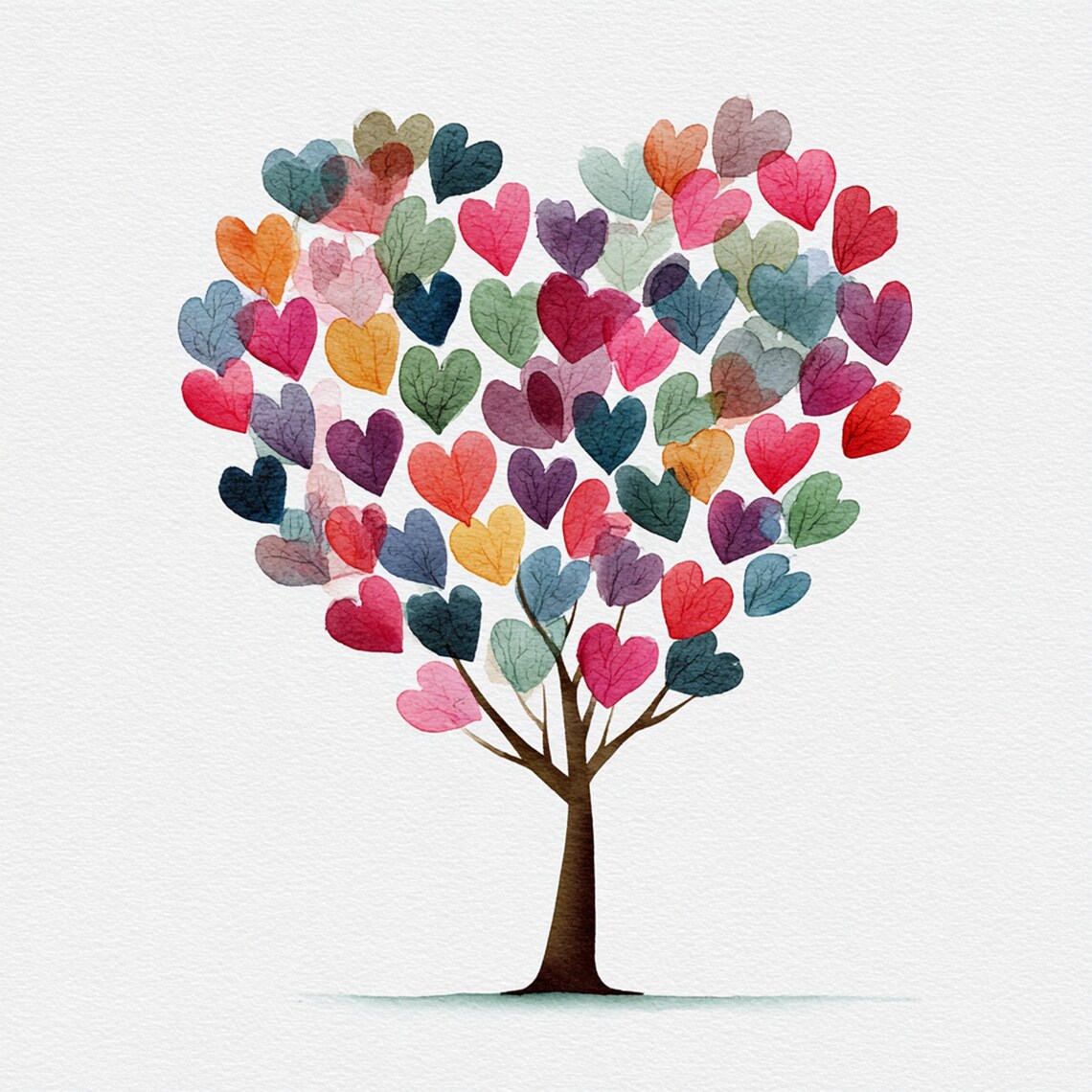 12 Printable Love Trees, Heart Shape Leaves Love Tree Clipart ...