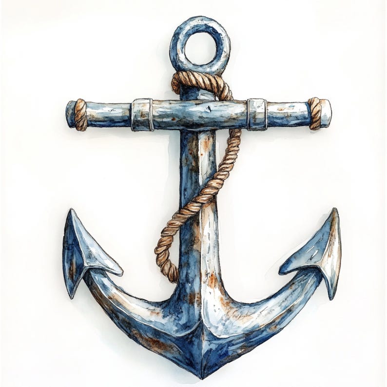 10 Printable Anchor, Watercolor Anchors, Nautical Clip Art, Anchors Art ...