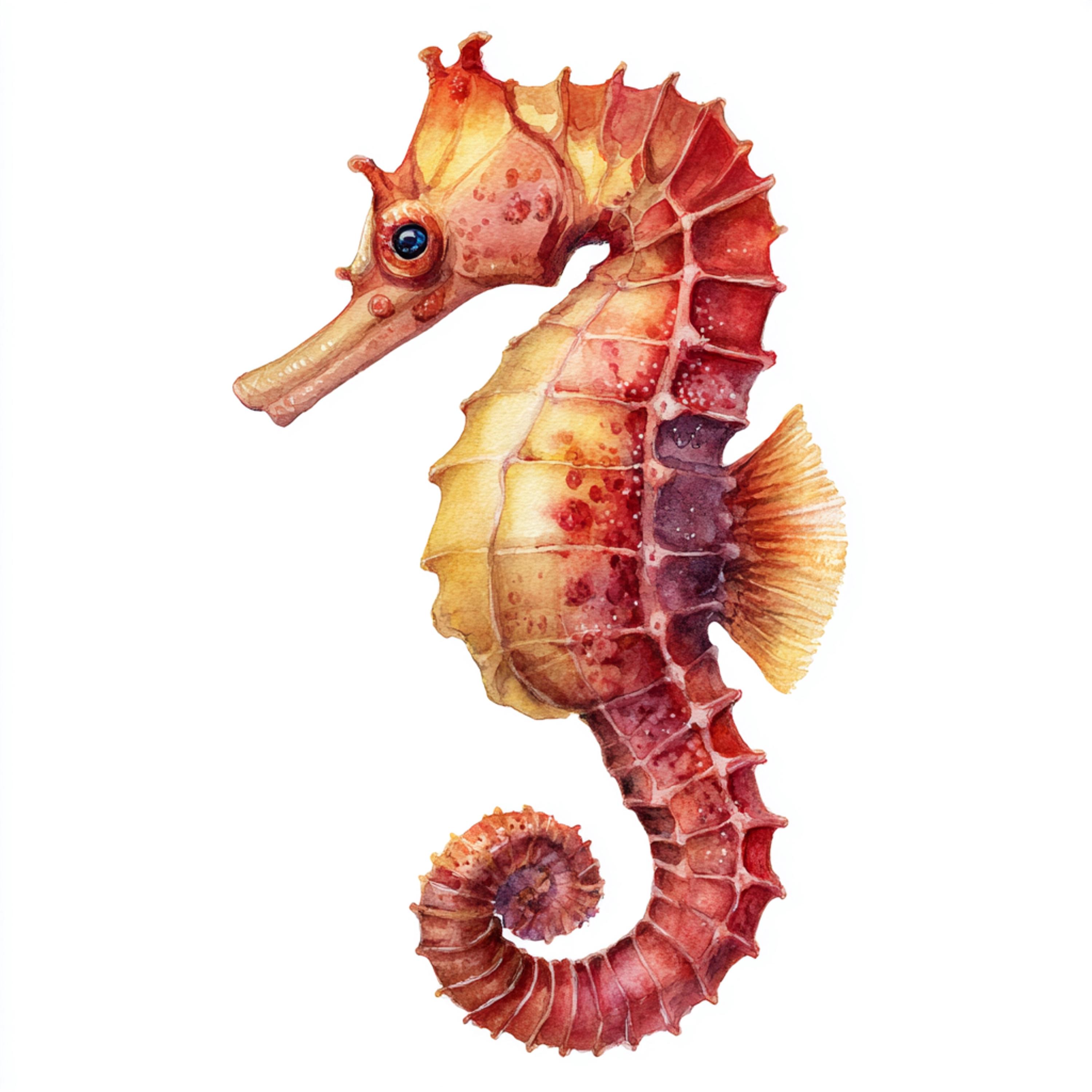 12 Printable Sea Horse Clipart, Sea Horse Watercolor, Nautical Clip Art ...