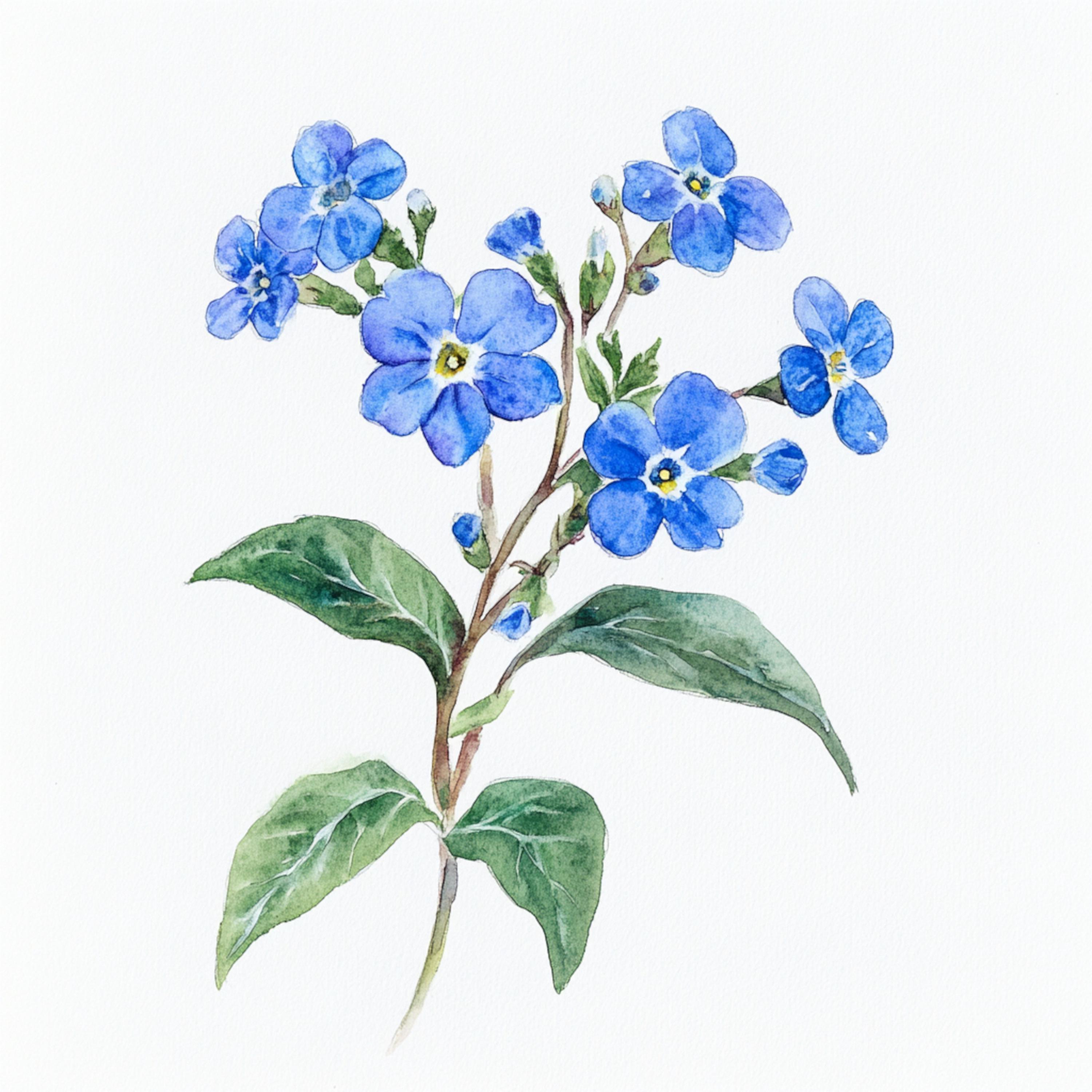Printable Forget Me Not Art, Watercolor Forgetmenot Blossom, Spring ...