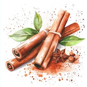 Printable Cinnamon, Watercolor Images, Cinnamon Sticks Decor, 10 Clip ...