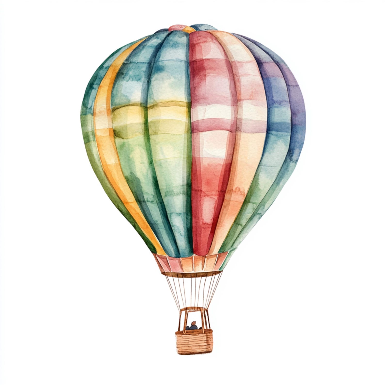Printable Hot Air Baloon Clipart, Watercolor Art, Printable JPG, Air ...