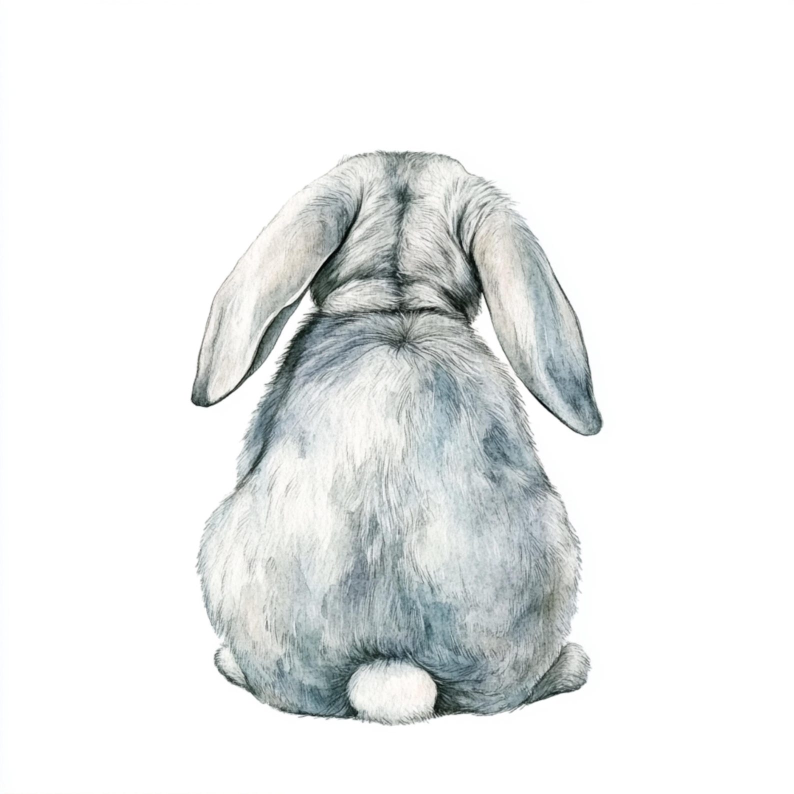 10 Printable Cute Rabbit Butt Clipart, Watercolor Art, Funny Rabbit ...