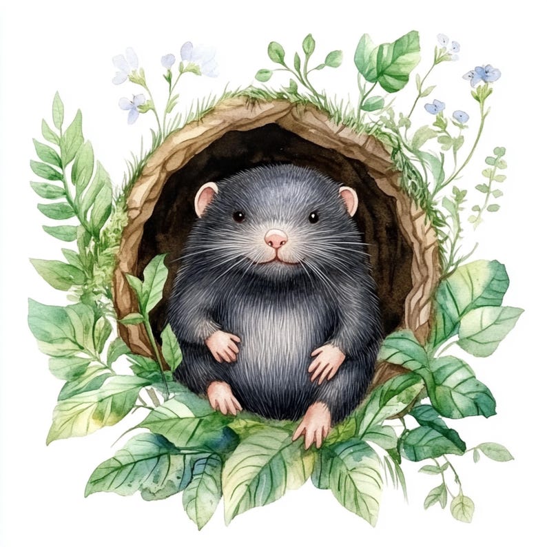 Printable Cute Mole Clipart, Moles Watercolor Art, Printable JPG ...