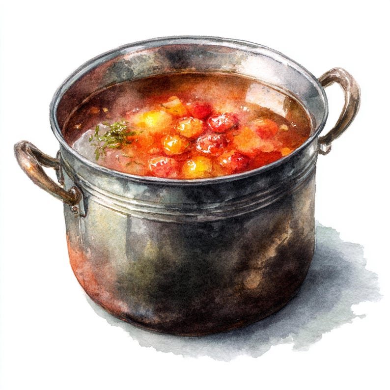 11 Printable Boiling Soup, Watercolor Soup in Pot, Kitchen Decor ...
