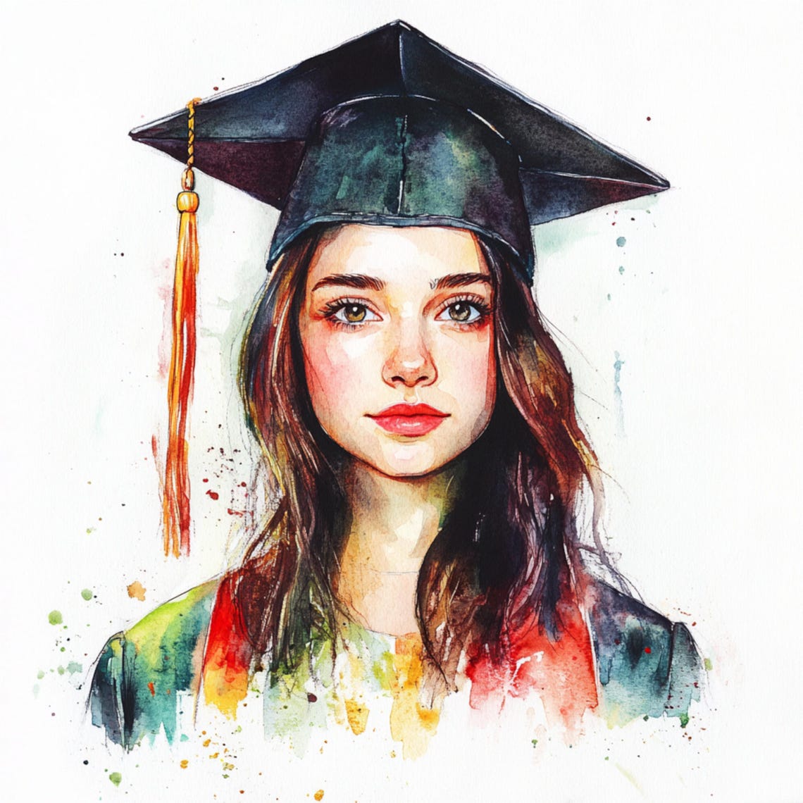 10 Printable Graduation Girls, Watercolor Graduation Girls, Graduation ...