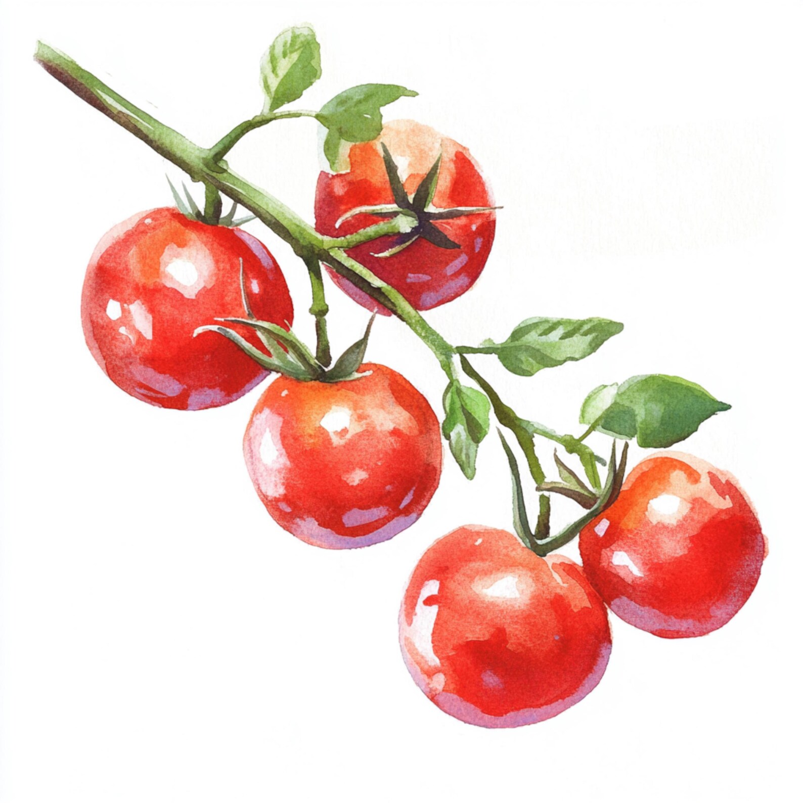 10 Printable Cherry Tomato Decor, Watercolor Images, Tomatoes Clip Art ...
