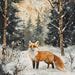 Printable Fox Clipart, Watercolor Art, Winter Fox in Forest, Printable ...