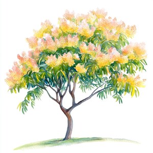10 Printable Mimosa Tree, Watercolor Blossom Mimosa, Persian Silk Tree ...