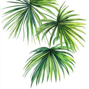 Printable Palm Leaves Decor, Watercolor 10 Images, Palm Leaves ...
