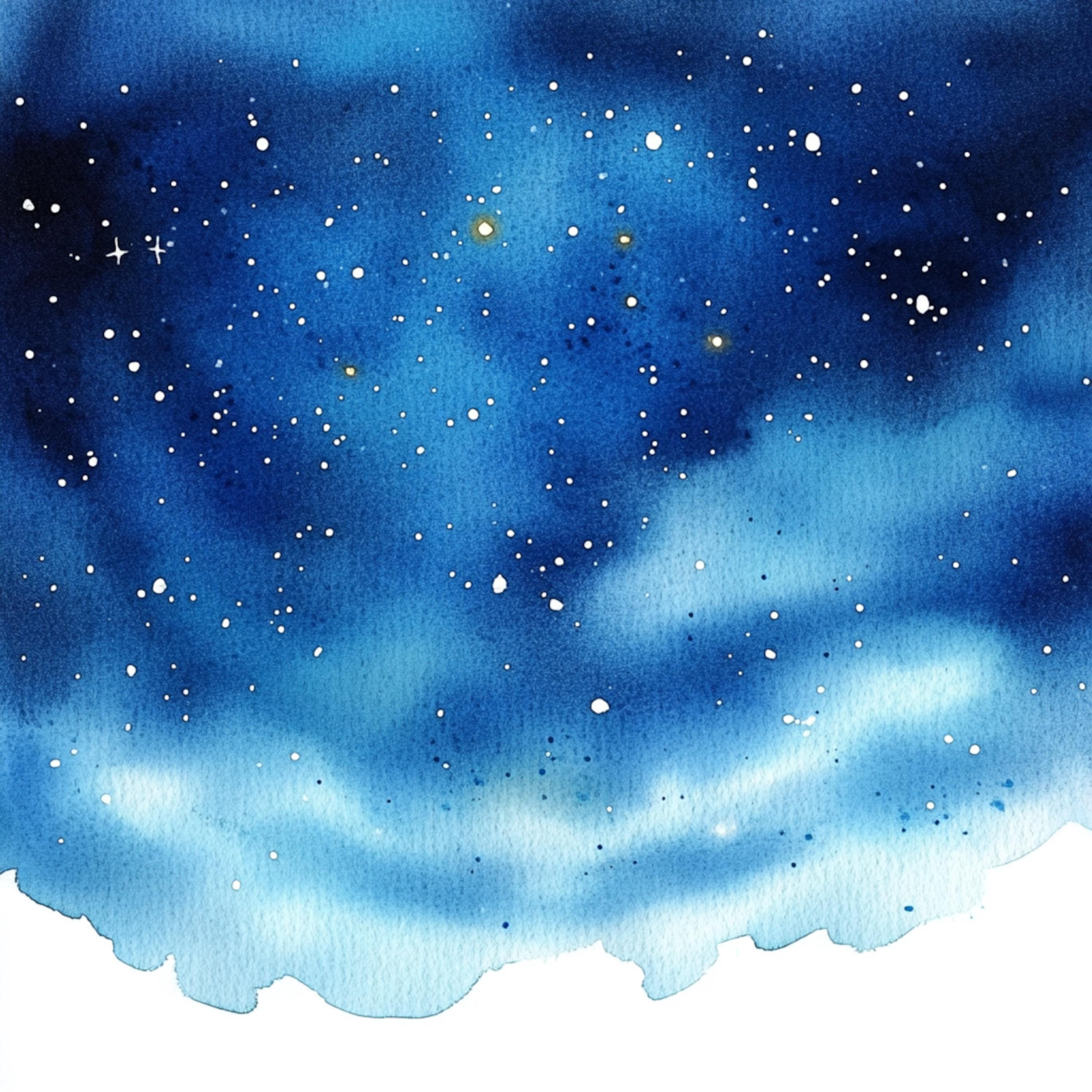 10 Printable Star Night Art, Watercolor Star Night Sky, Cartoon Star ...