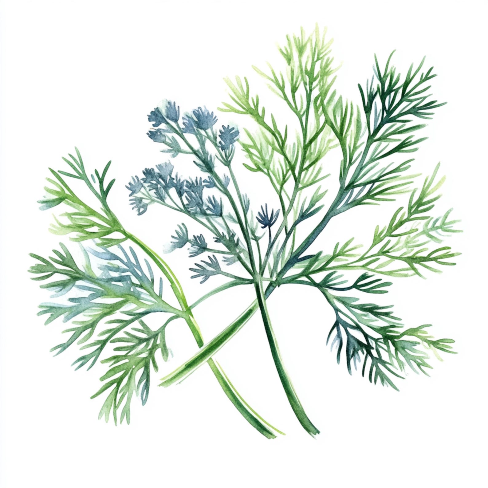 10 Printable Dill Art, Watercolor Dill, Healthy Food Art Decor, Dill ...