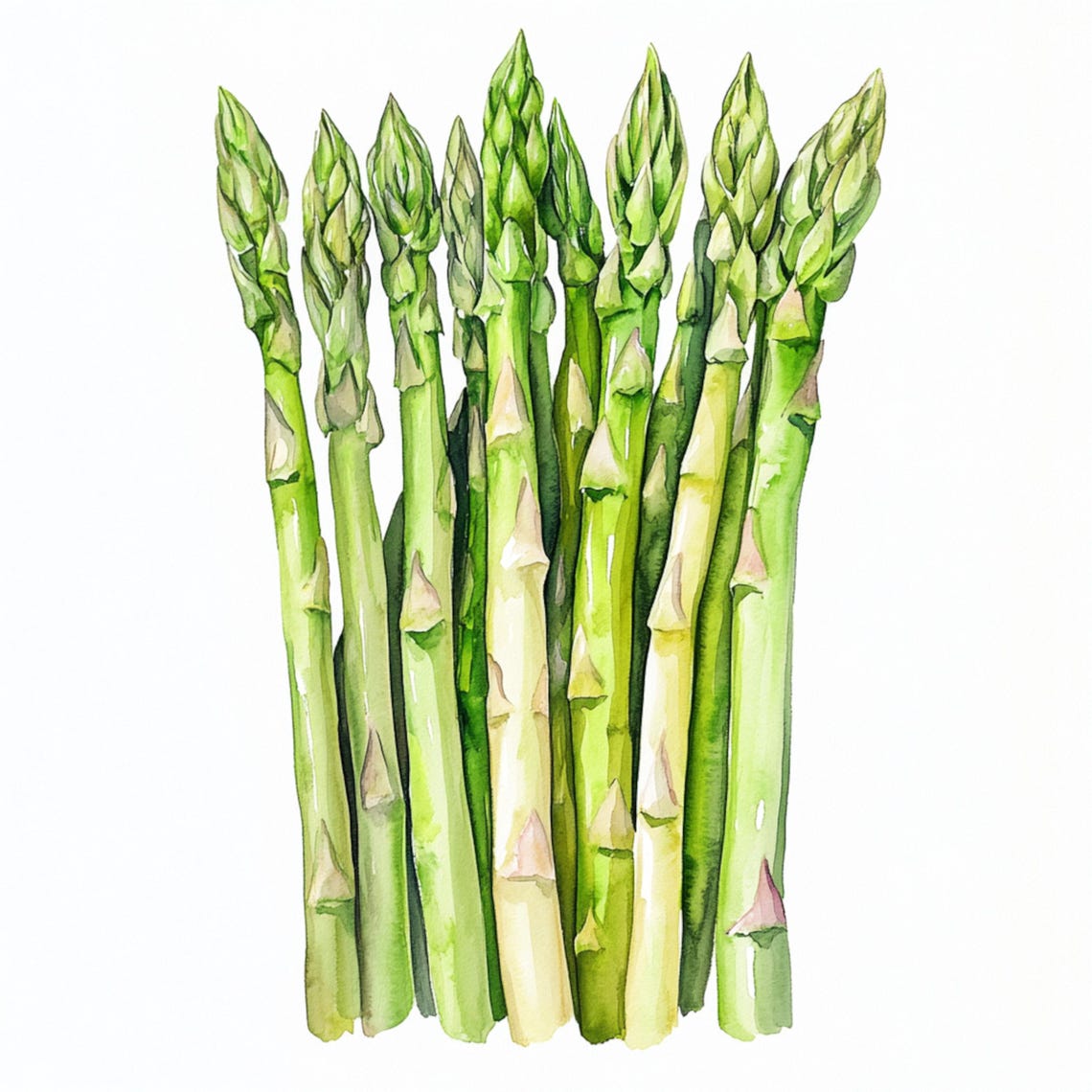 10 Printable Asparagus Art, Watercolor Asparagus, Asparagus Print ...