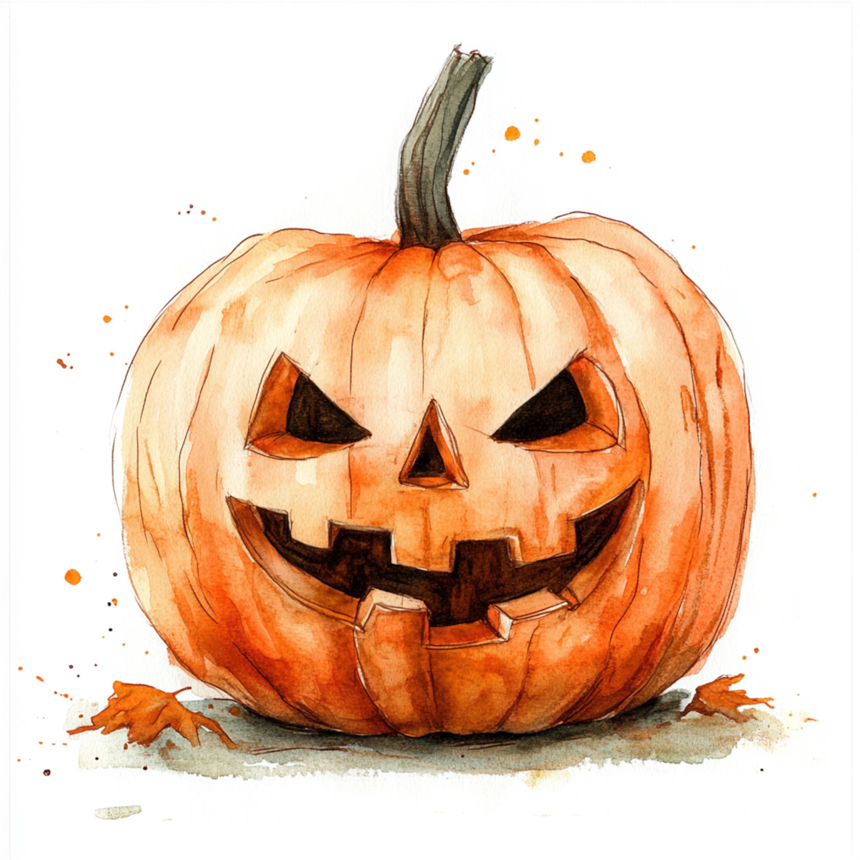 12 Printable Halloween Clipart, Watercolor Jack O' Lantern, High ...