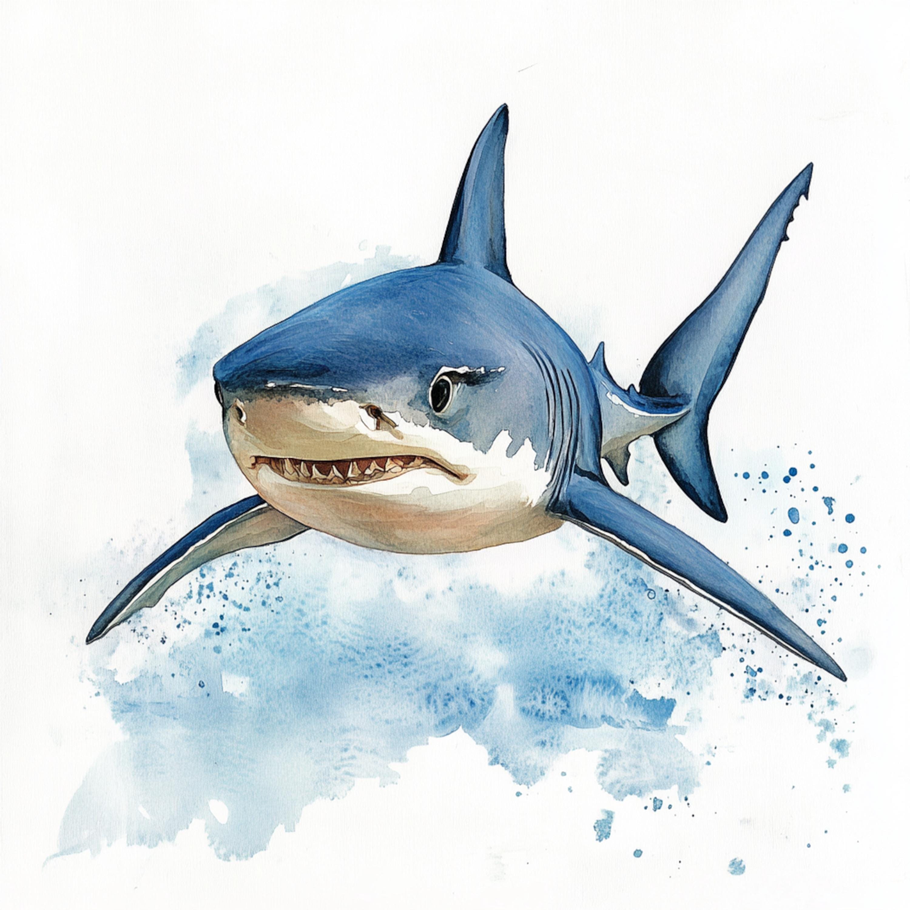 Printable Shark Clipart, Shark Watercolor, 10 Nautical Clip Art ...