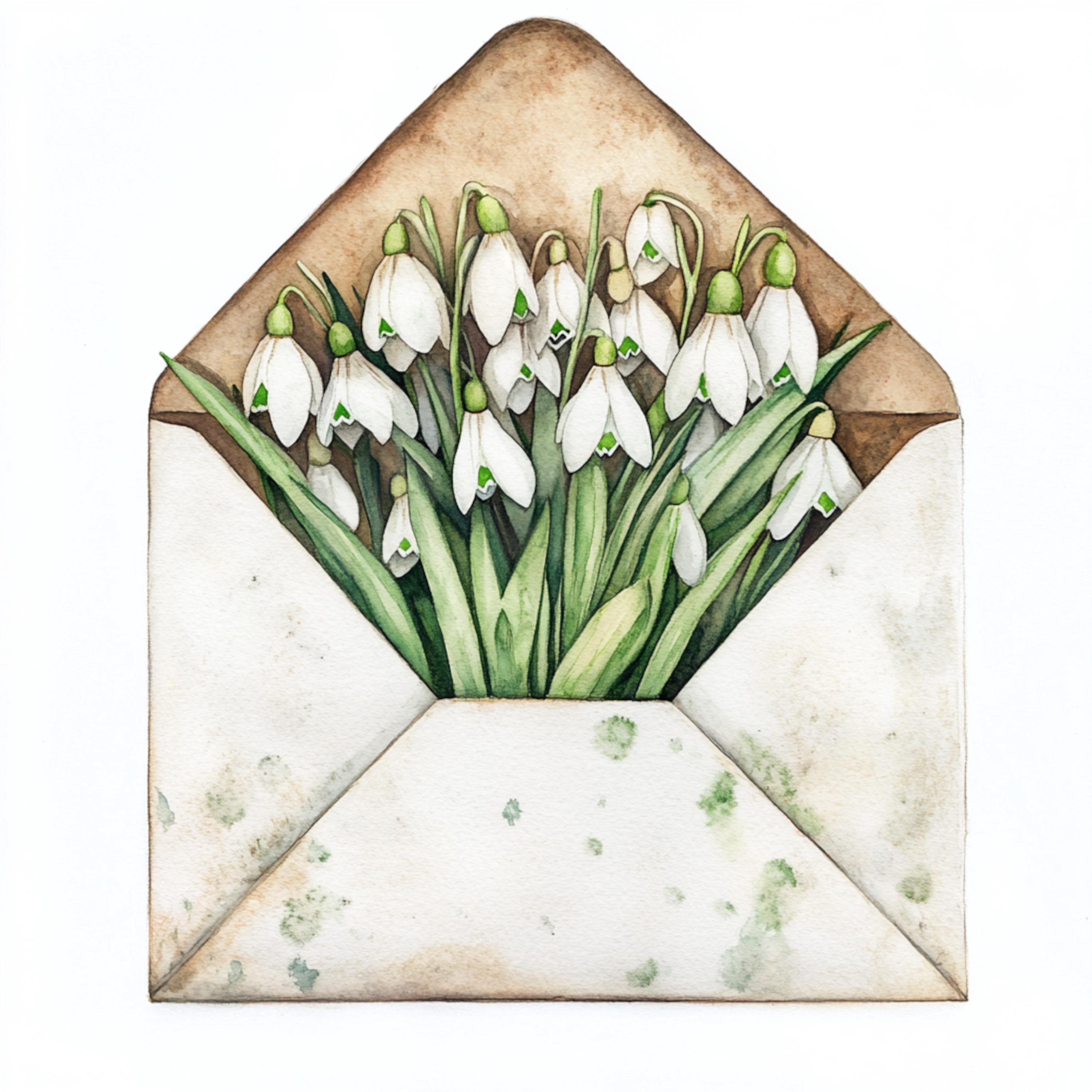10 Printable Snowdrop Flowers Decor, Snowdrops in Envelope Images ...
