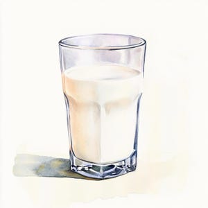 10 Printable Glass of Milk Art, Watercolor Milk, Healthy Food Decor ...