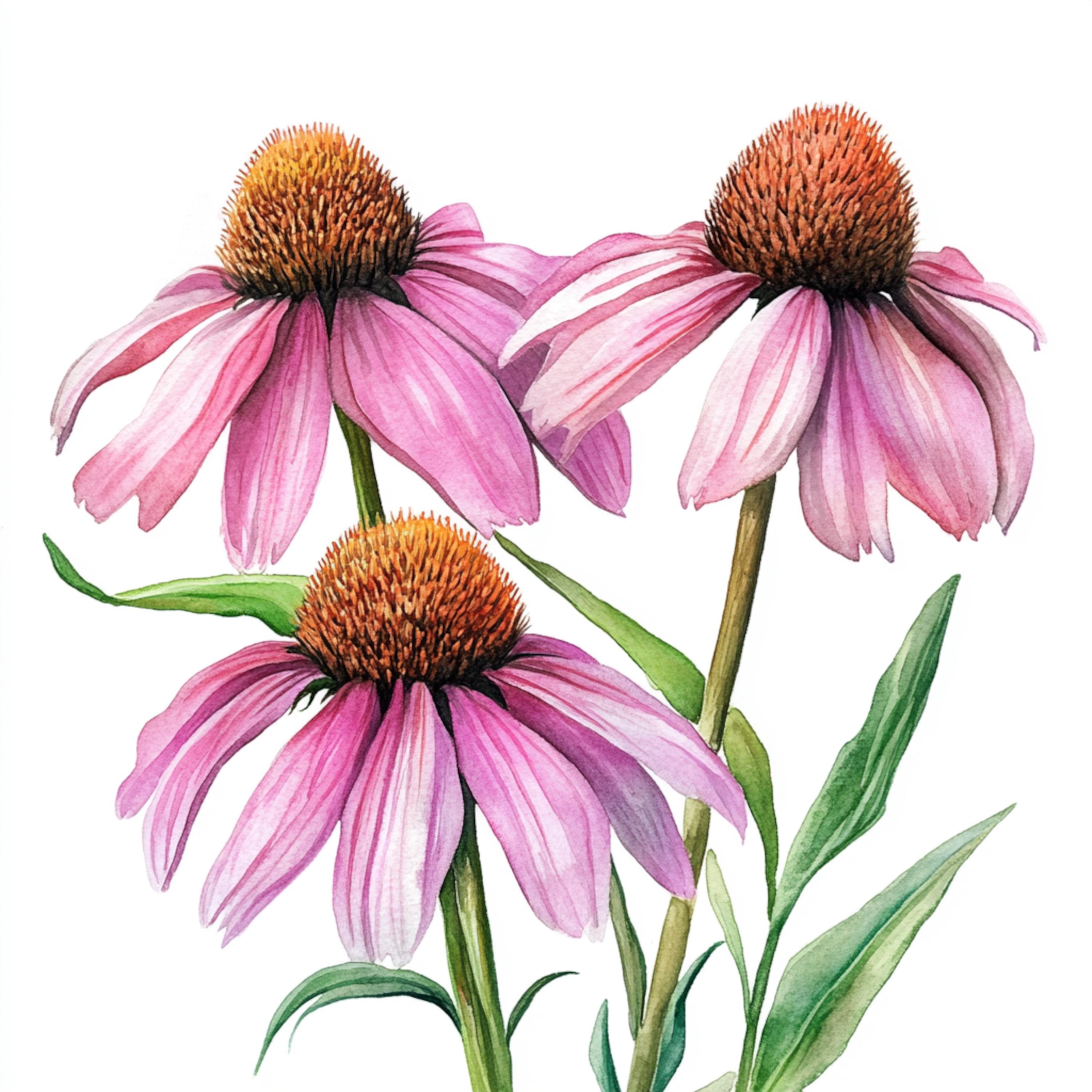 10 Printable Coneflower, Pink Flower, Coneflower Gift Art, Watercolor ...