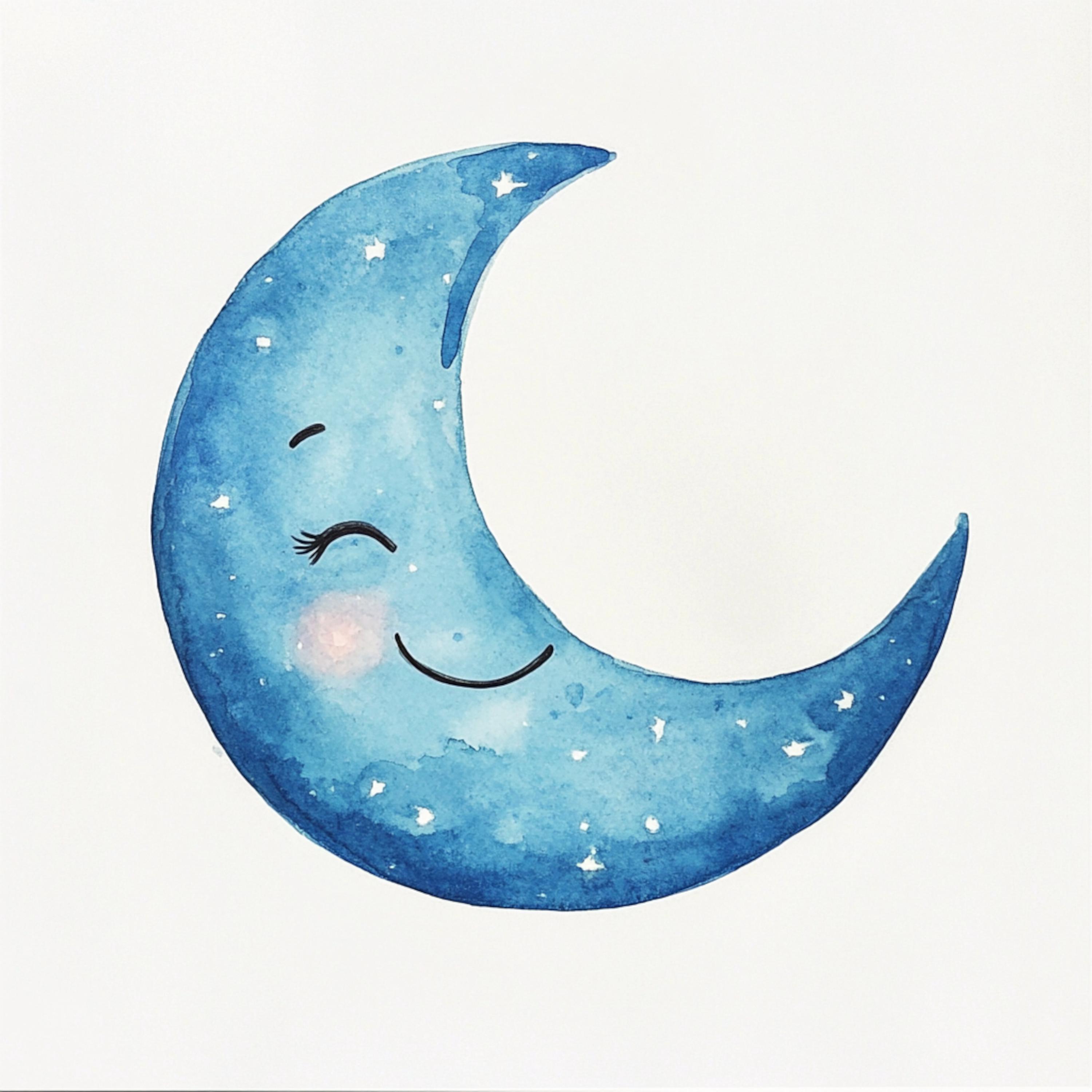 10 Printable Moon Art, Watercolor Moon, Cartoon Moon Clipart, Moon on ...