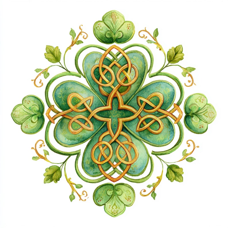 13 Printable Celtic Flourish, Watercolor Shamrock and Knot Design ...