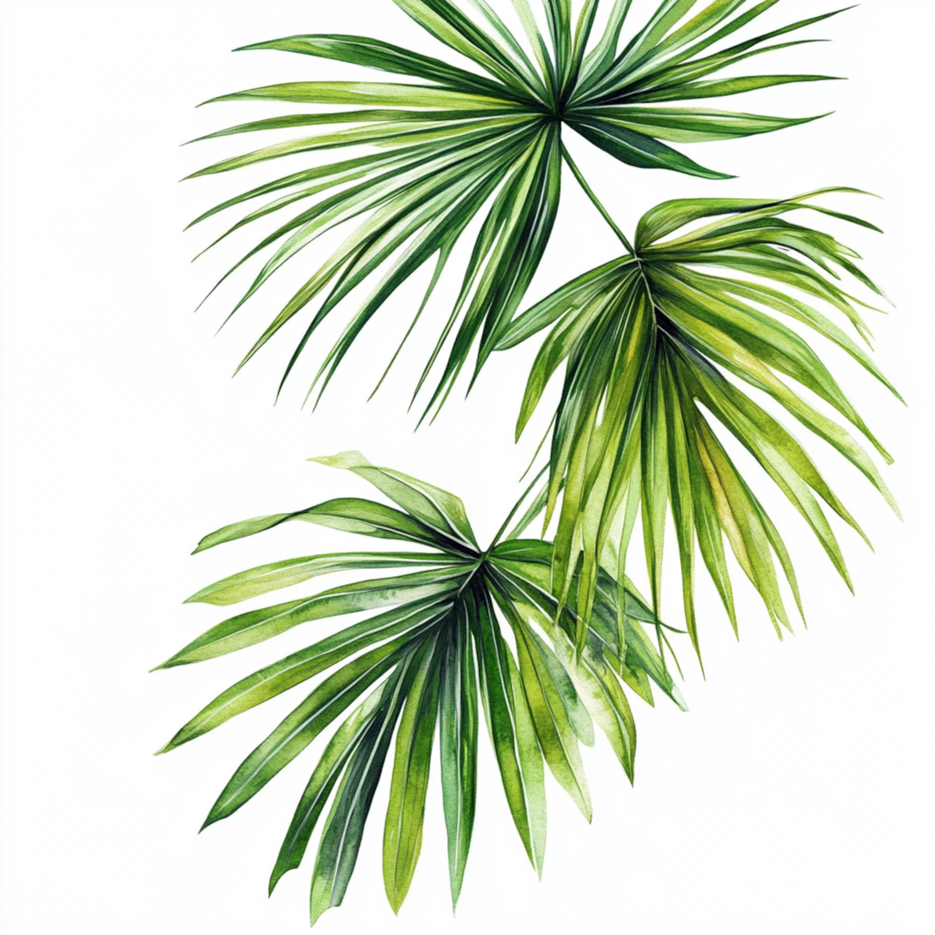 Printable Palm Leaves Decor, Watercolor 10 Images, Palm Leaves ...