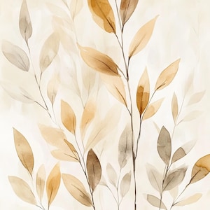 10 Printable Abstract, Botanical Watercolor, Beige Minimalist Art ...