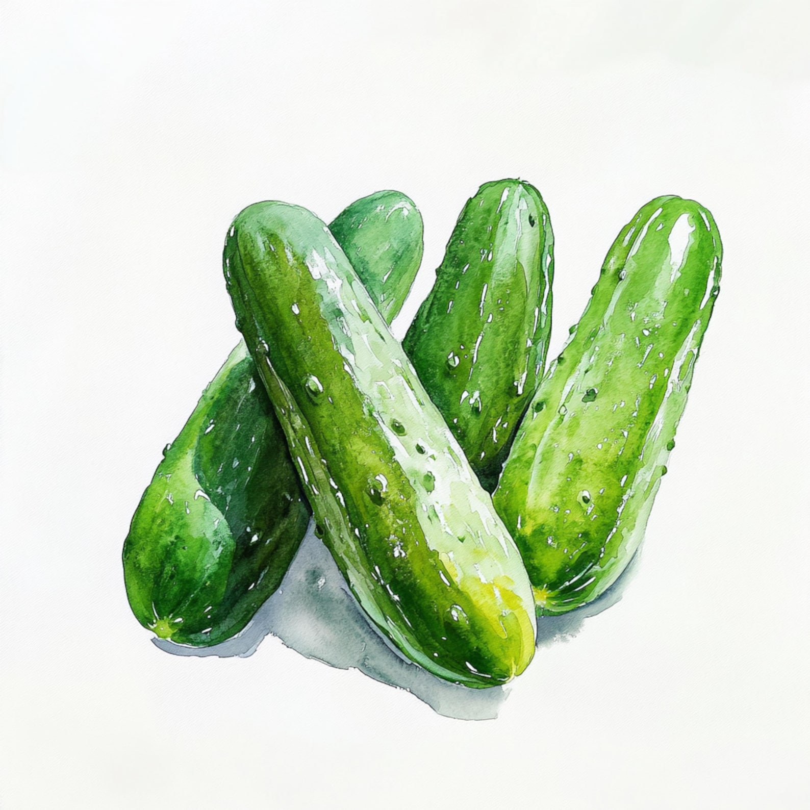 Printable Cucumber Decor, Watercolor Cucumbers, Cucumber Art, 10 Clip ...