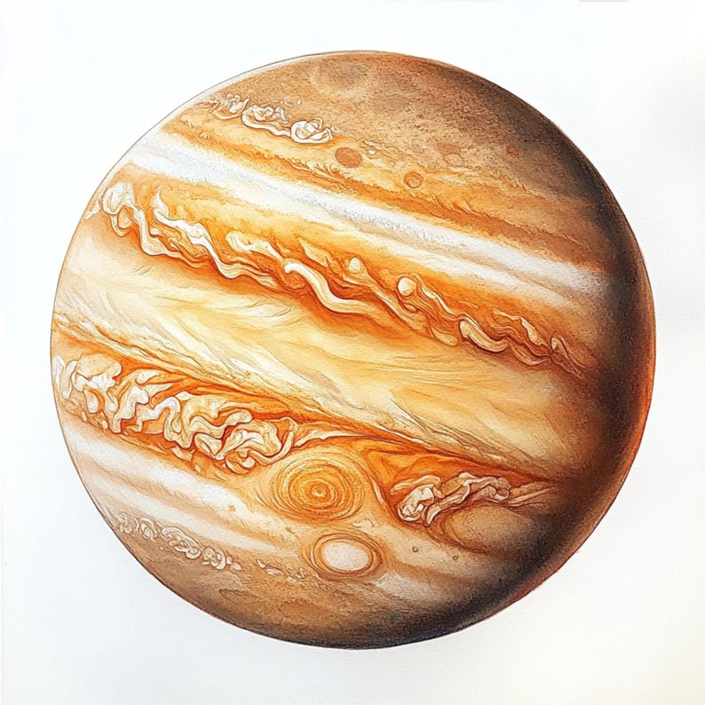 Printable Jupiter Art, Watercolor Jupiter, 10 Planet Clipart, Printable ...