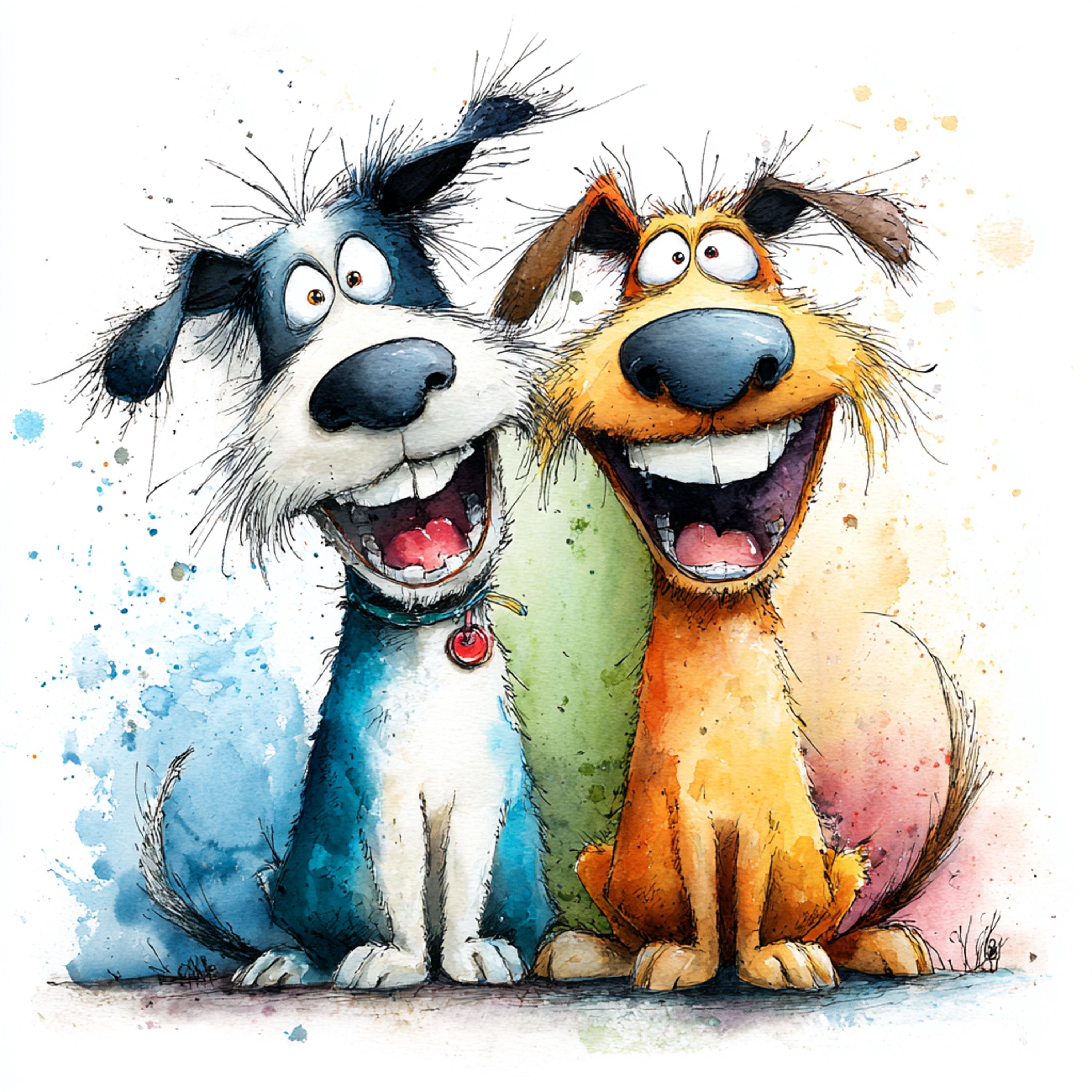 14 Printable Whimsical Dogs, Watercolor Funny Dogs, Family Dogs, Quaint ...
