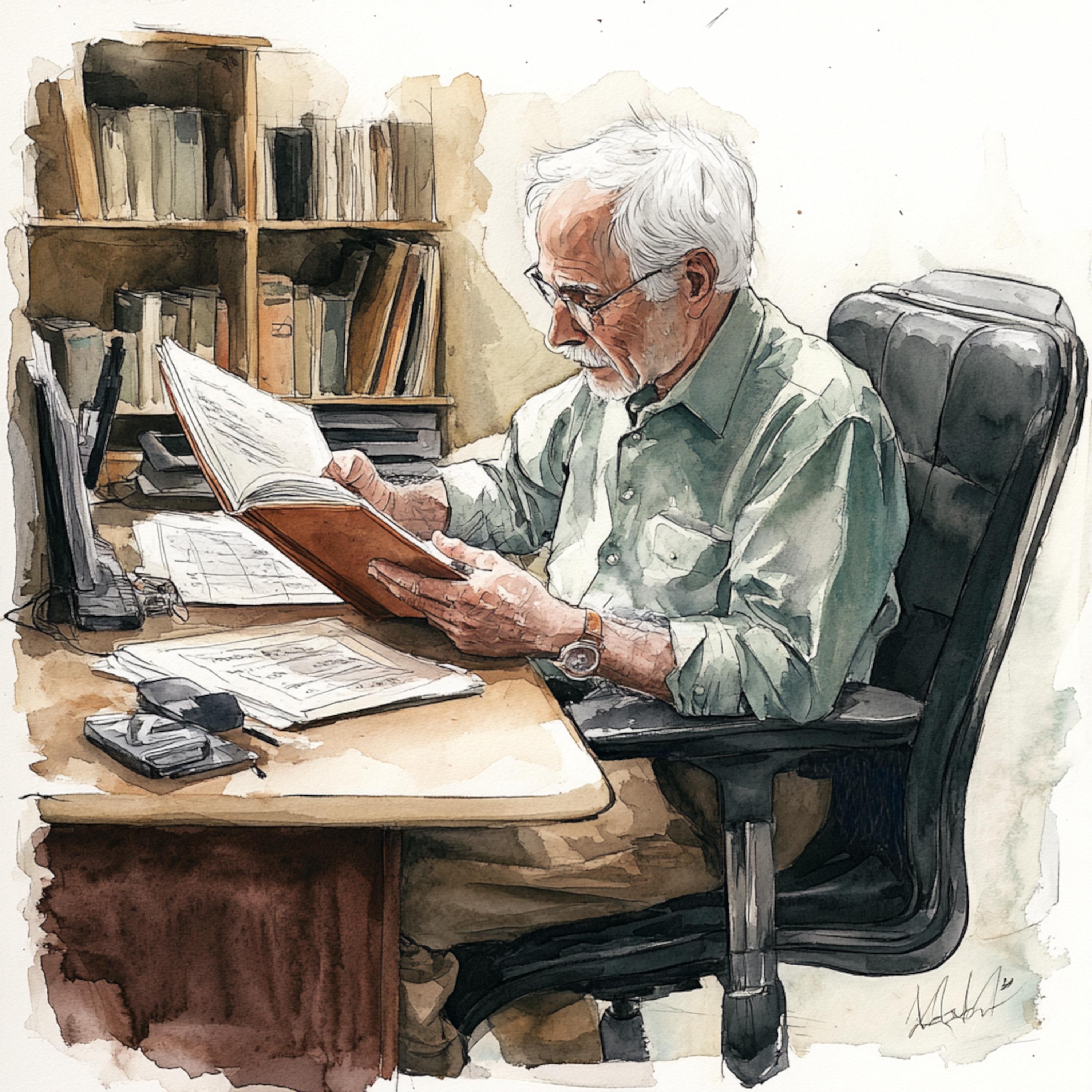 Printable Elderly Reading Man, Elderly Man Sitting With Book ...