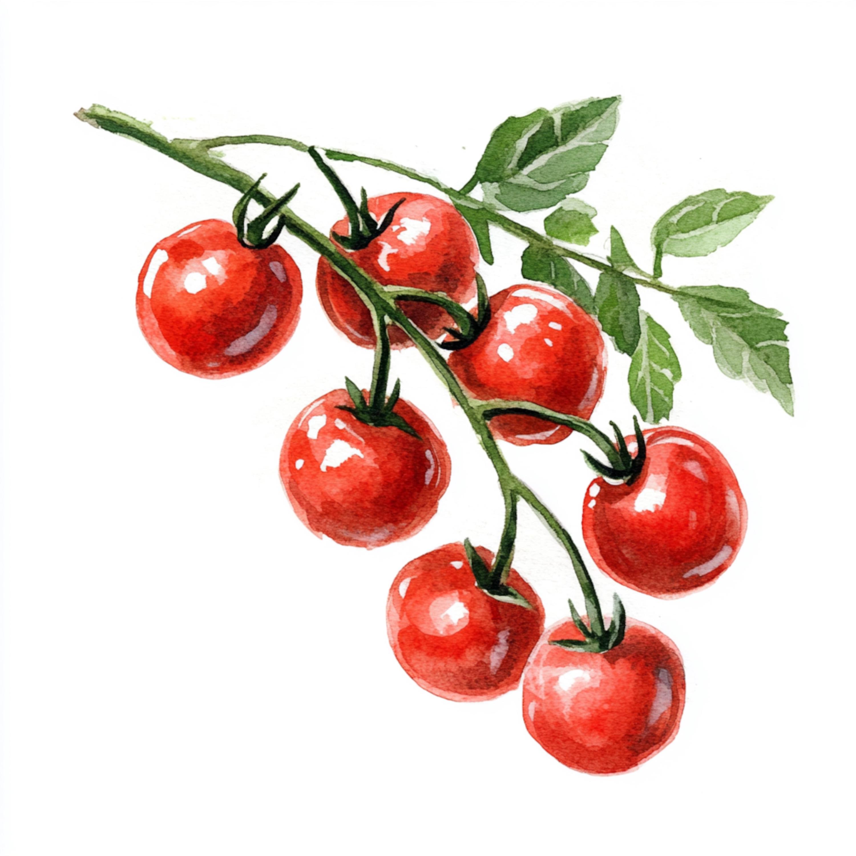 10 Printable Cherry Tomato Decor, Watercolor Images, Tomatoes Clip Art ...
