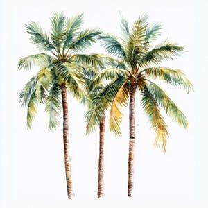 10 Printable Palm Trees, Watercolor Tree, Botanical Art, Green Tree ...